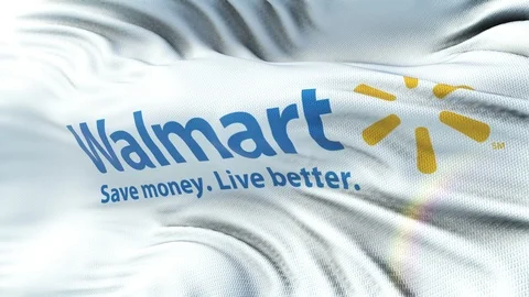 WALMART flag waving on sun. Seamless loo... | Stock Video | Pond5