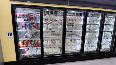Walmart grocery store interior milk sect... | Stock Video | Pond5
