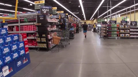 Walmart grocery store interior people sh... | Stock Video | Pond5