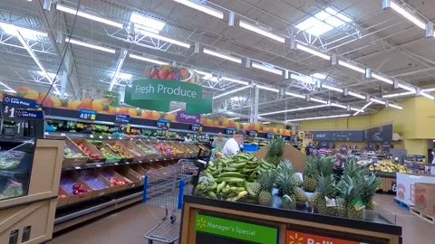 Walmart interior people wearing masks sh... | Stock Video | Pond5