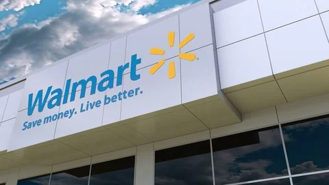Walmart logo on the modern building faca... | Stock Video | Pond5