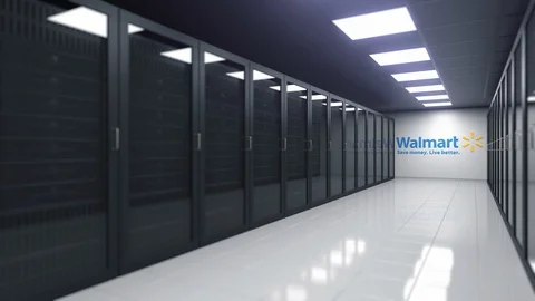 WALMART logo in the server room, editori... | Stock Video | Pond5