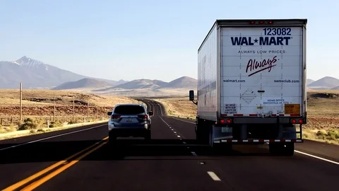 Walmart Truck On Highway Stock Footage ~ Royalty Free Stock Videos | Pond5