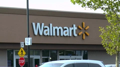 Walmart retailer storefront entrance, si... | Stock Video | Pond5