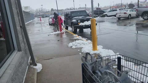 Walmart Snow Winter Parking Lot Retailer... | Stock Video | Pond5