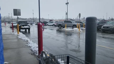 Walmart Snow Winter Parking Lot Retailer... | Stock Video | Pond5