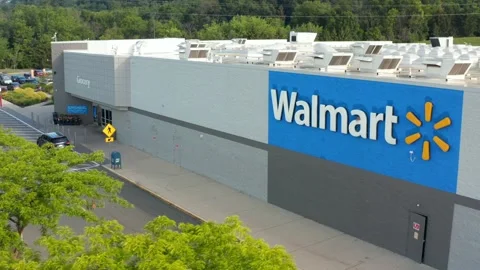 Walmart supercenter mega store. Logo on ... | Stock Video | Pond5