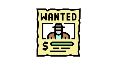wanted poster color icon animation | Stock Video | Pond5