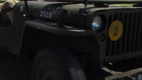 War Soldiers driving first Jeep, World W... | Stock Video | Pond5