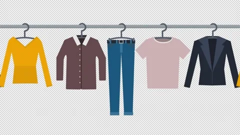 Wardrobe of clothes. Animation of variou... | Stock Video | Pond5