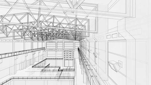Warehouse or factory sketch | Stock Video | Pond5