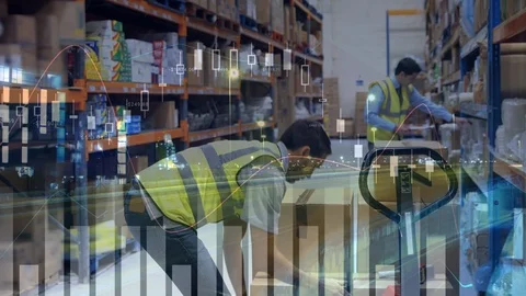 Warehouse worker breaking his back on a ... | Stock Video | Pond5