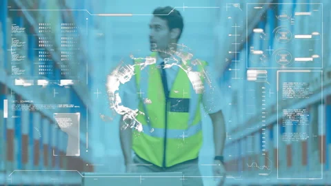 Warehouse worker picking up scanner, sca... | Stock Video | Pond5
