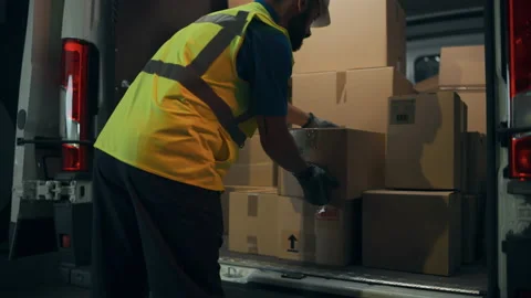 Warehouse Workers loading Van Vehicle | Stock Video | Pond5