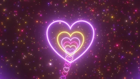 Warm Neon Glowing Yellow And Purple Hear... | Stock Video | Pond5