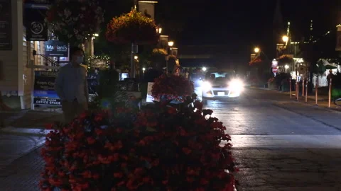 Warm ummer night with people walking and... | Stock Video | Pond5