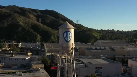 Warner Bros. Studio lot water tower turn... | Stock Video | Pond5