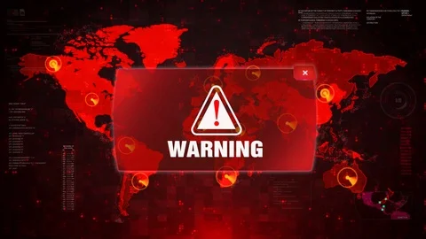 Warning Alert Warning Attack on Screen W... | Stock Video | Pond5