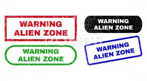 WARNING ALIEN ZONE Rectangle Stamps Using Corroded Surface ~ Clip Art ...