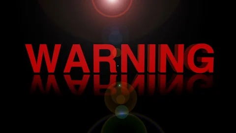 WARNING animation with moving lens flare... | Stock Video | Pond5