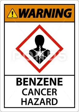 Warning Benzene Cancer Hazard GHS Sign On White Background: Graphic ...