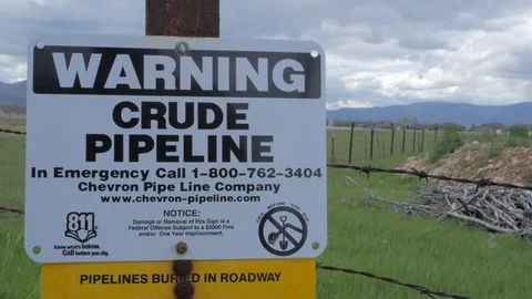 Warning Crude Oil Pipeline Sign. | Stock Video | Pond5