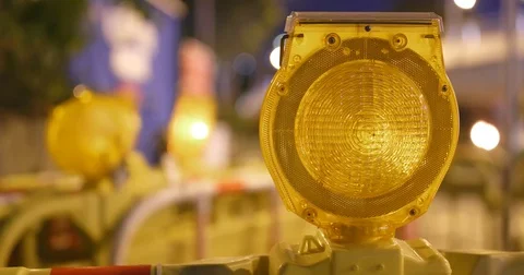 Warning light in yellow in construction ... | Stock Video | Pond5