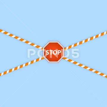 Warning lines and stop sign on a white background. Illustration #90281464