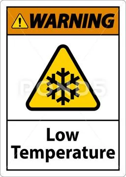 Warning Low temperature symbol and text safety sign. Illustration ...