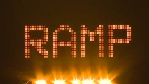 WARNING RAMP CLOSED NEON SIGN AT NIGHT | Stock Video | Pond5