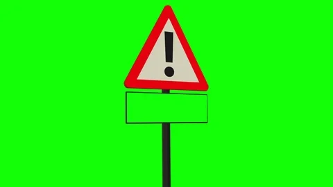 Warning road sign concept on green scree... | Stock Video | Pond5