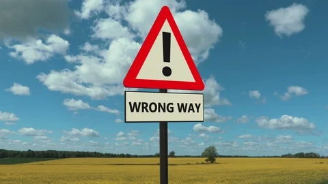 Warning road sign with wrong way concept... | Stock Video | Pond5