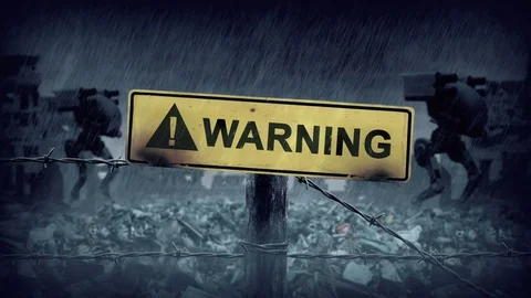 Warning sign animation. Post apocalyptic... | Stock Video | Pond5