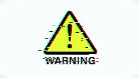 Warning sign glitch animation on a light... | Stock Video | Pond5
