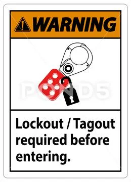 Warning Sign Lockout ,Tagout Required Before Entering ~ Clip Art #157151243