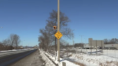 Warning sign for low flying birds over h... | Stock Video | Pond5