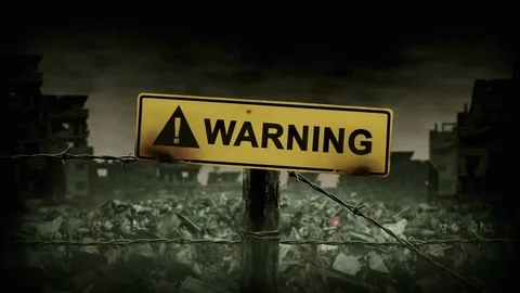 Warning sign. Matte painting animation. ... | Stock Video | Pond5