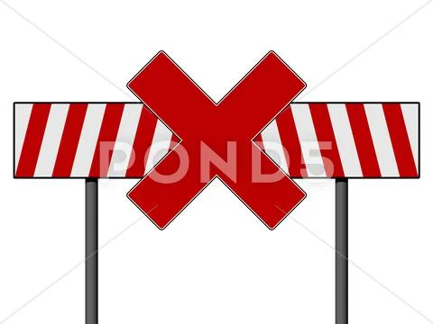 Warning sign with red and white lines isolated on a white: Graphic ...