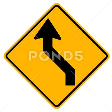 Warning signs Double curve, first to left on white background ...