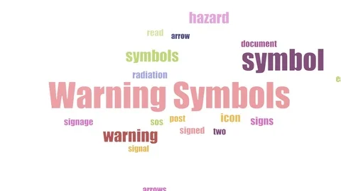 Warning Symbols Word Cloud Animated On W... | Stock Video | Pond5