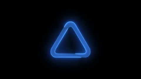 Warning triangle icon glowing neon blue ... | Stock Video | Pond5