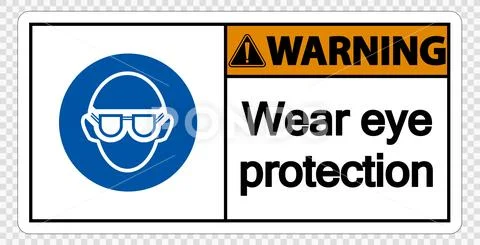 Warning Wear eye protection on transparent background ~ Clip Art #105170243