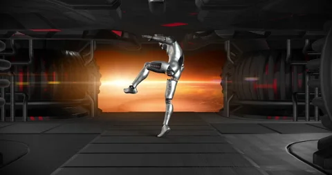 Warrior Bionic Robot Making Karate Moves... | Stock Video | Pond5