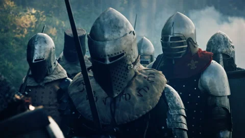 Warrior Knights Marching on Battle Field | Stock Video | Pond5