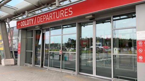 Warsaw Modlin Airport WMI arrivals. Modl... | Stock Video | Pond5