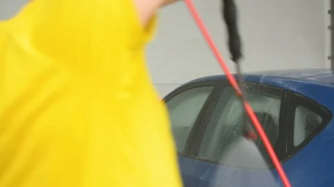 Washing car with water jet self-service ... | Stock Video | Pond5