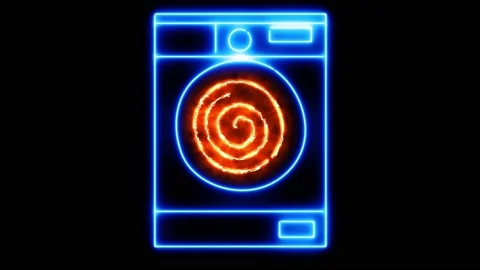 Washing concept. Animated neon washing m... | Stock Video | Pond5