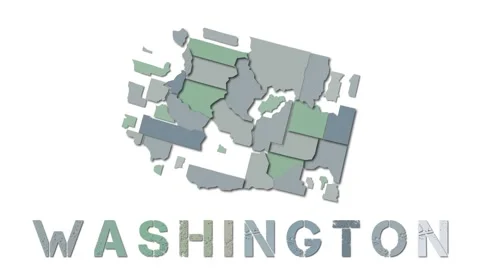 Washington map with paper regions. Anima... | Stock Video | Pond5