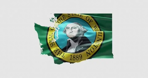 Washington state map with waving flag. S... | Stock Video | Pond5