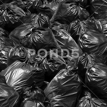 Photograph: Waste background garbage bag black bin, Garbage dump, Bin ...